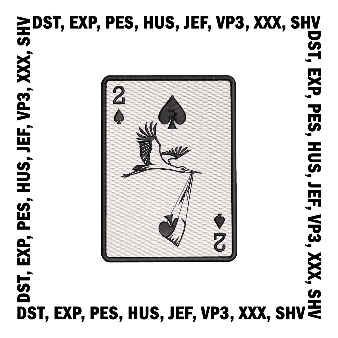 Card 2 of Spades Embroidery, Card Design, Bird Embroidery File 5 Sizes ...