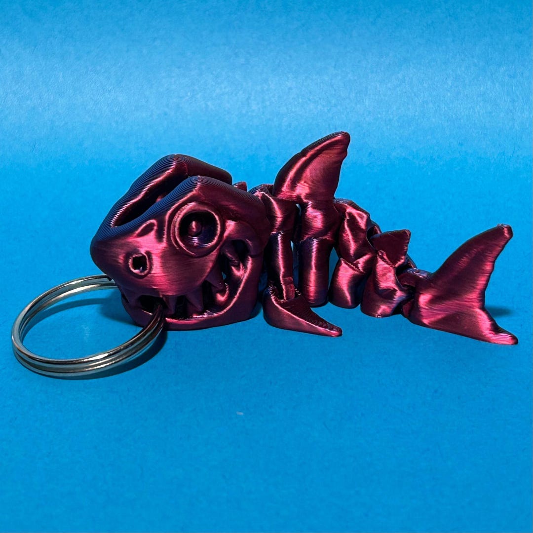 Skeleton Shark - 3D Printed Shark Articulated Keychain - Megalodon Dino ...