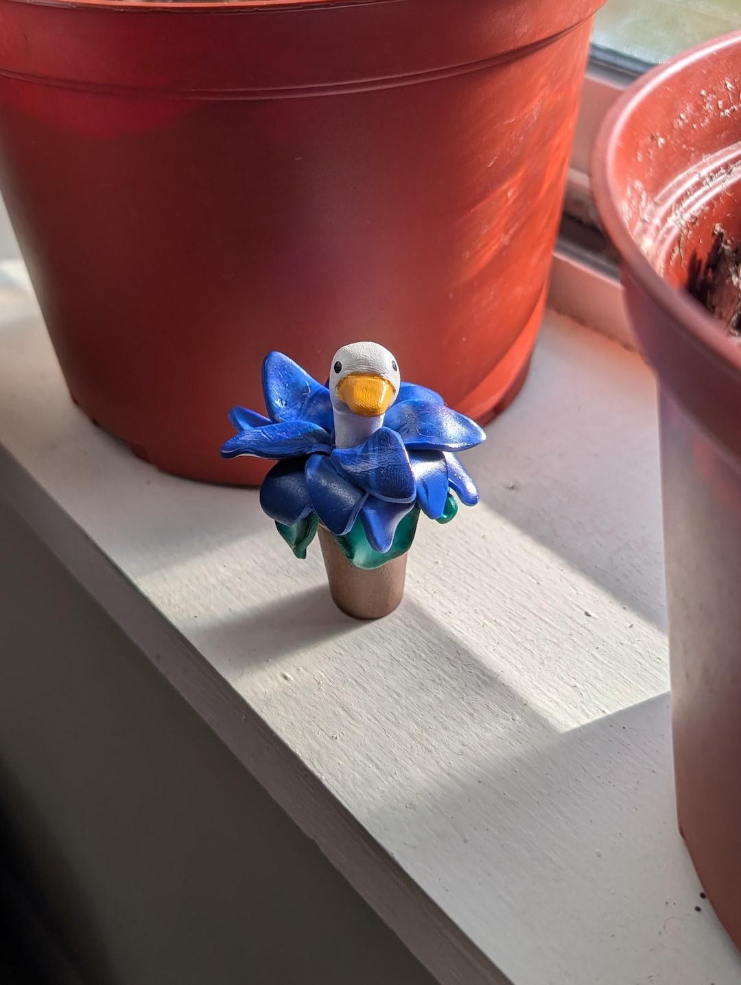 Handmade Goose in a Pot Figurines | Whimsical Sculptures | Clay Goose ...