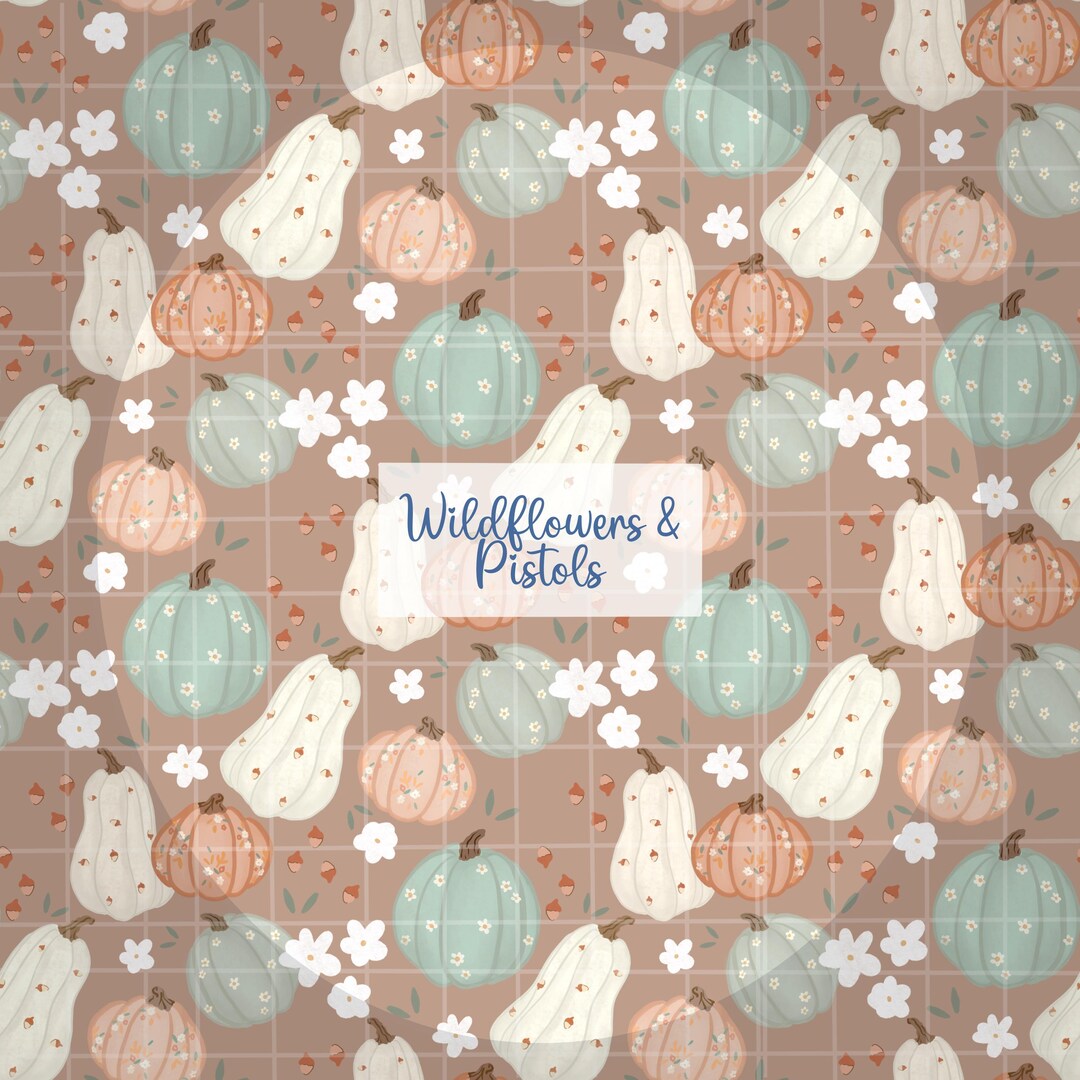 Fall Floral Pumpkins Seamless File Fall Surface Pattern Digital ...