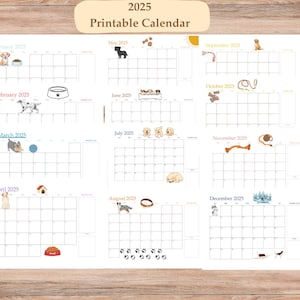 2025 Dog Calendar Printable, Kids Monthly Planner (PDF) - Etsy