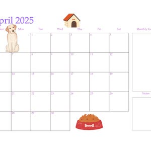 2025 Dog Calendar Printable, Kids Monthly Planner (PDF) - Etsy