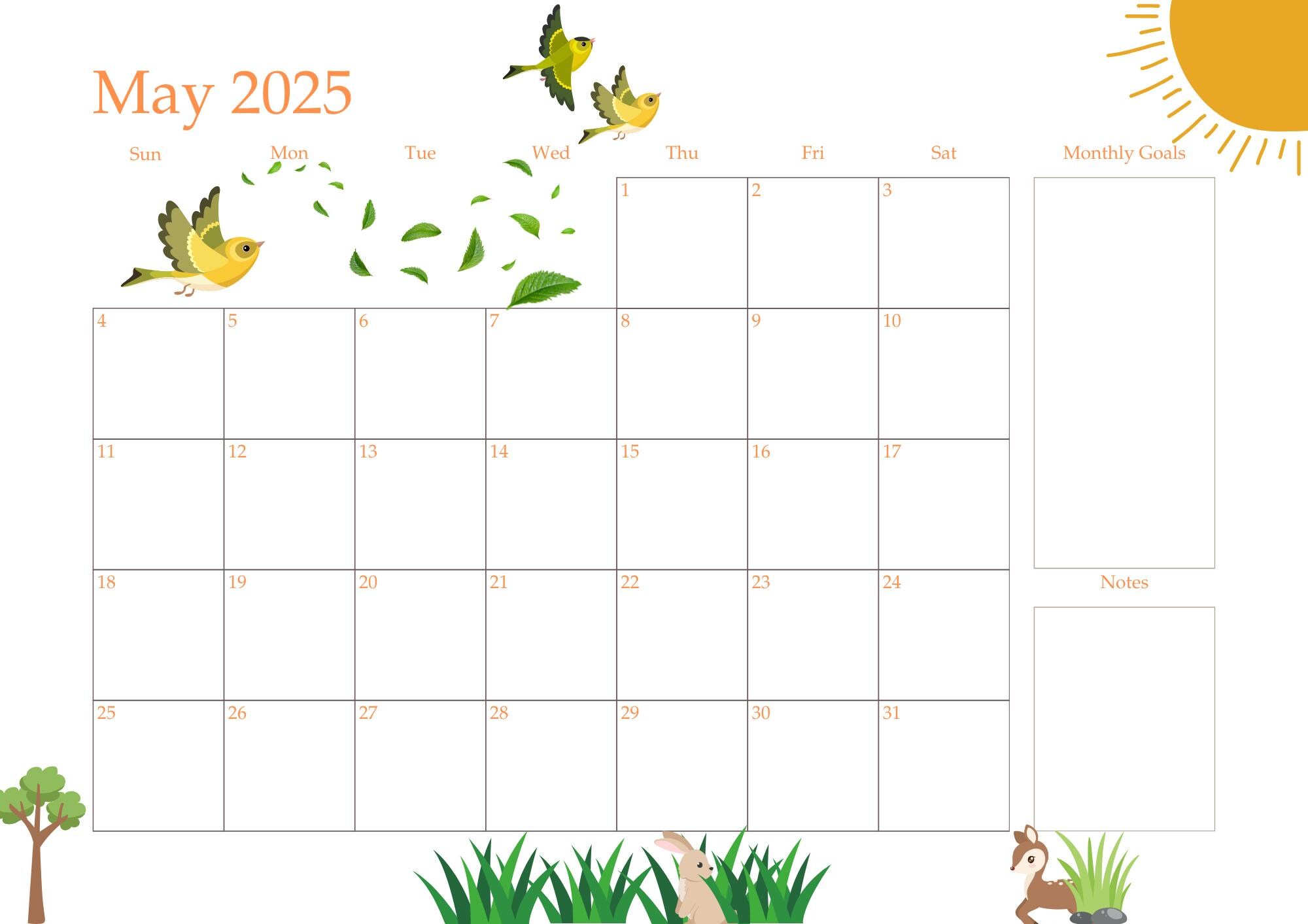 2025 Kids Calendar Printable: Animated Monthly Planner (2 PDF) - Etsy