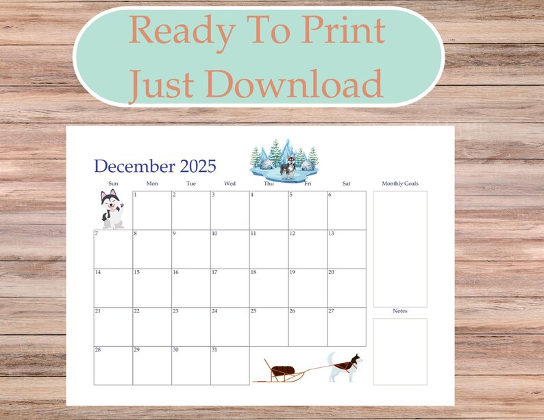 2025 Dog Calendar Printable, Kids Monthly Planner (PDF) - Etsy