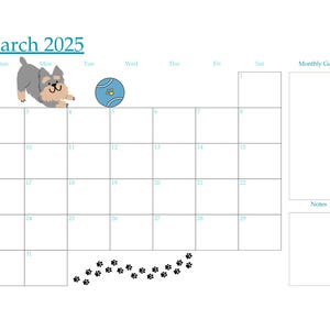 2025 Dog Calendar Printable, Kids Monthly Planner (PDF) - Etsy