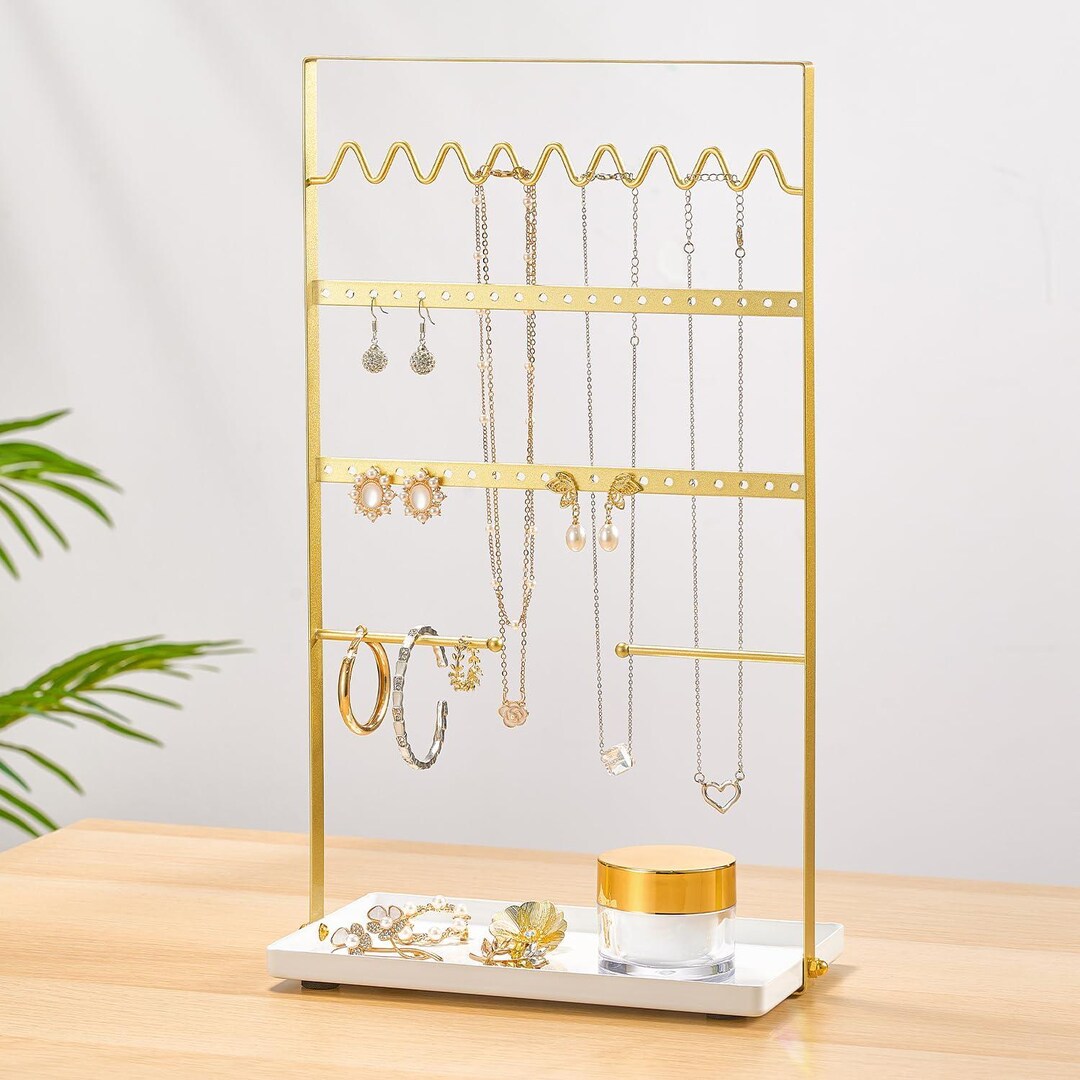 Jewelry Organizer Stand for Girls, Metal Jewelry Holder for Necklaces ...