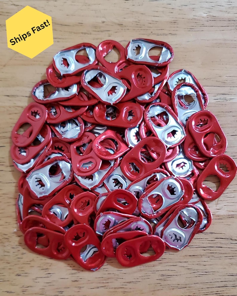 100 Red Aluminum Pop Soda Beer Pull Tabs, Craft Supplies, Jewelry ...