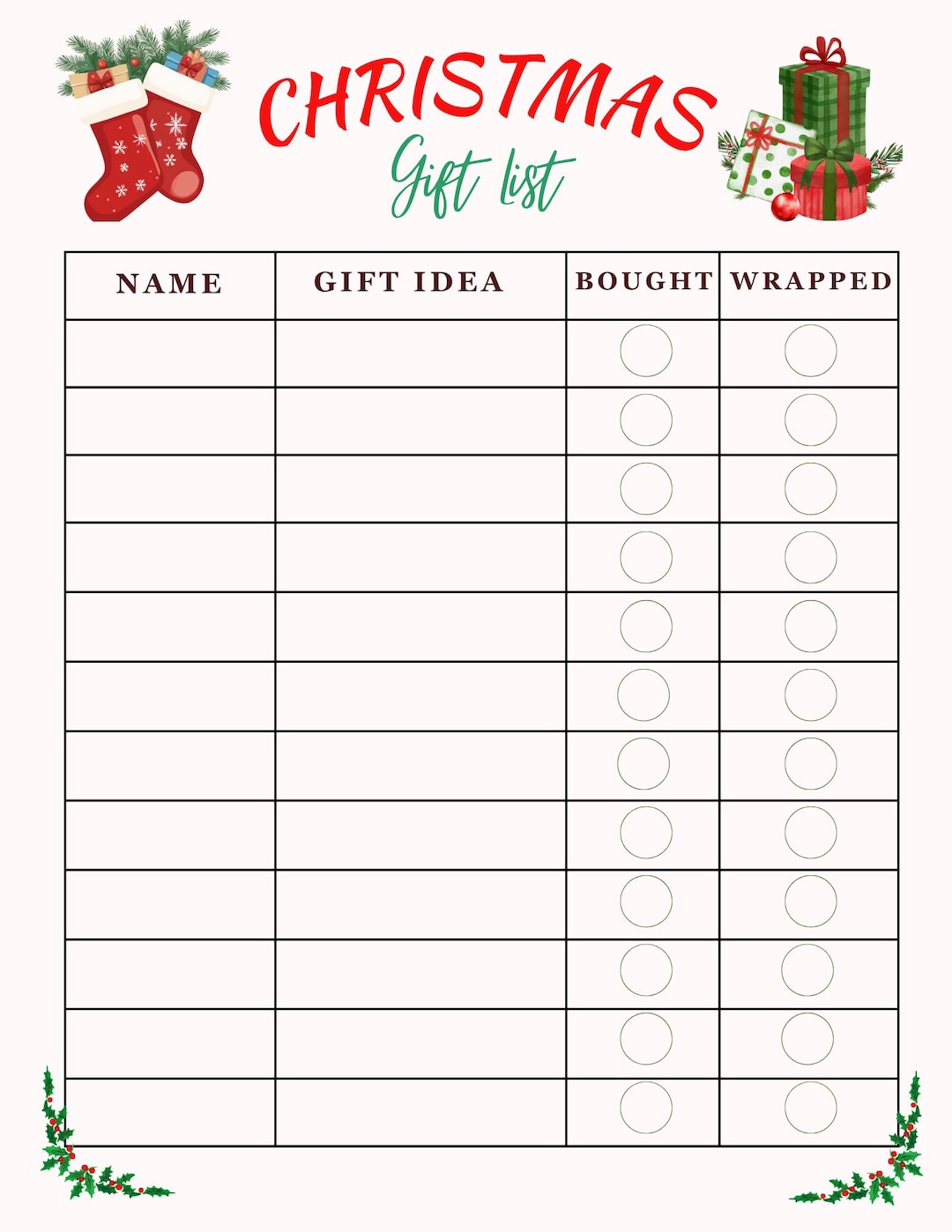 Christmas Gift Shopping List - Etsy