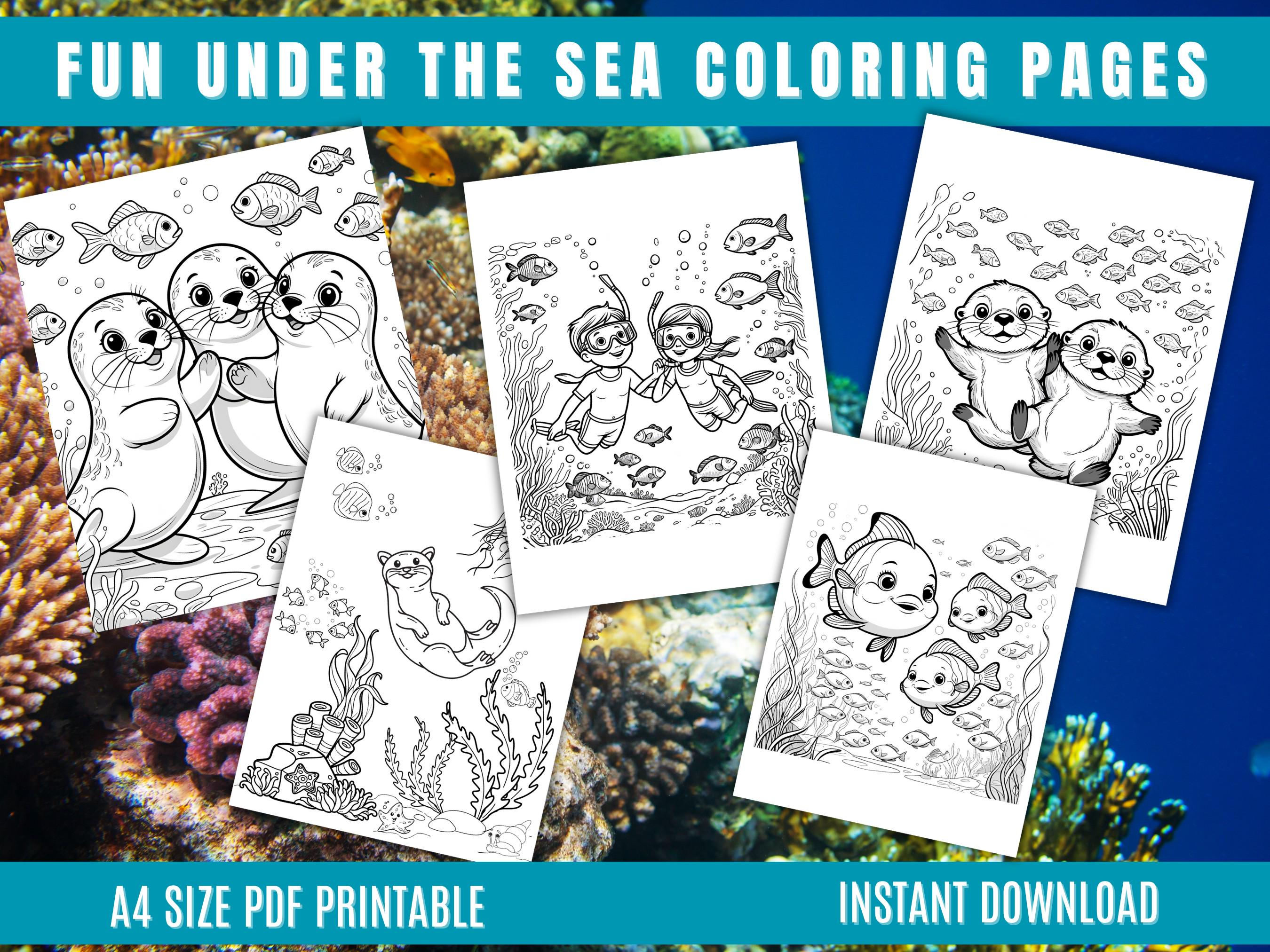 Under the Sea Coloring Pages: Ocean Animals Activity Book (digital ...