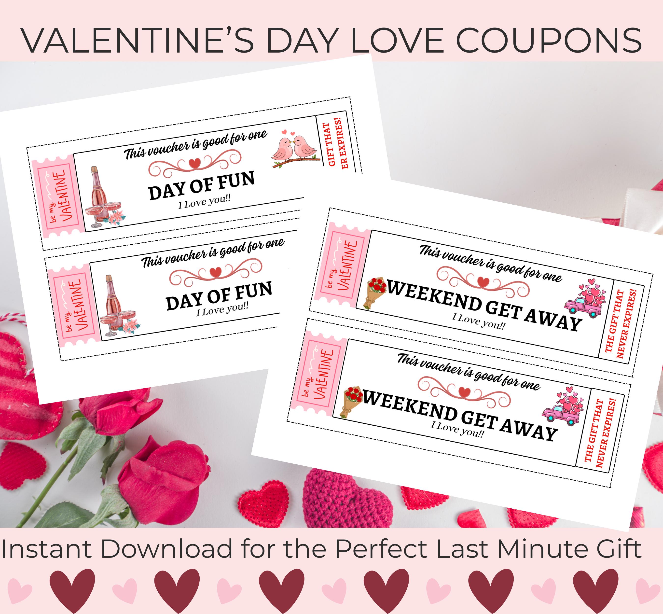Printable Valentine's Day Love Coupons, Digital Download - Etsy
