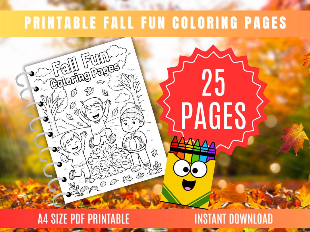 Fall Coloring Pages for Kids: Autumn-themed Printable Worksheets - Etsy