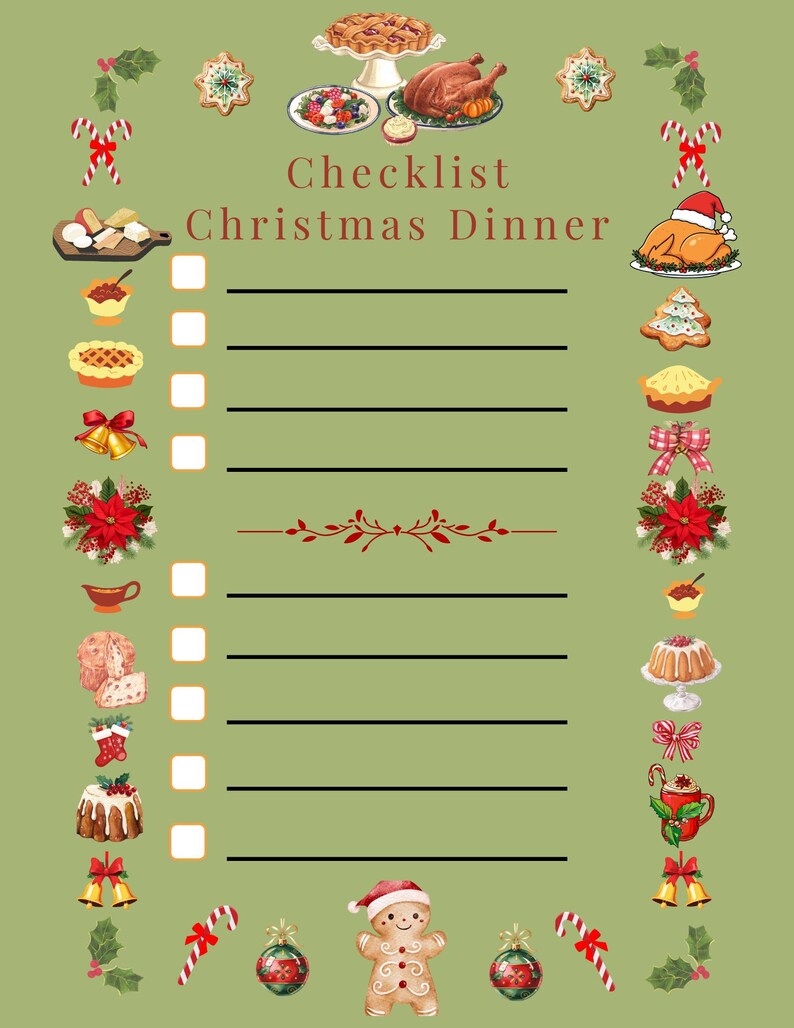 Printable Christmas Dinner Planner: Menu & Checklist Printable (digital ...