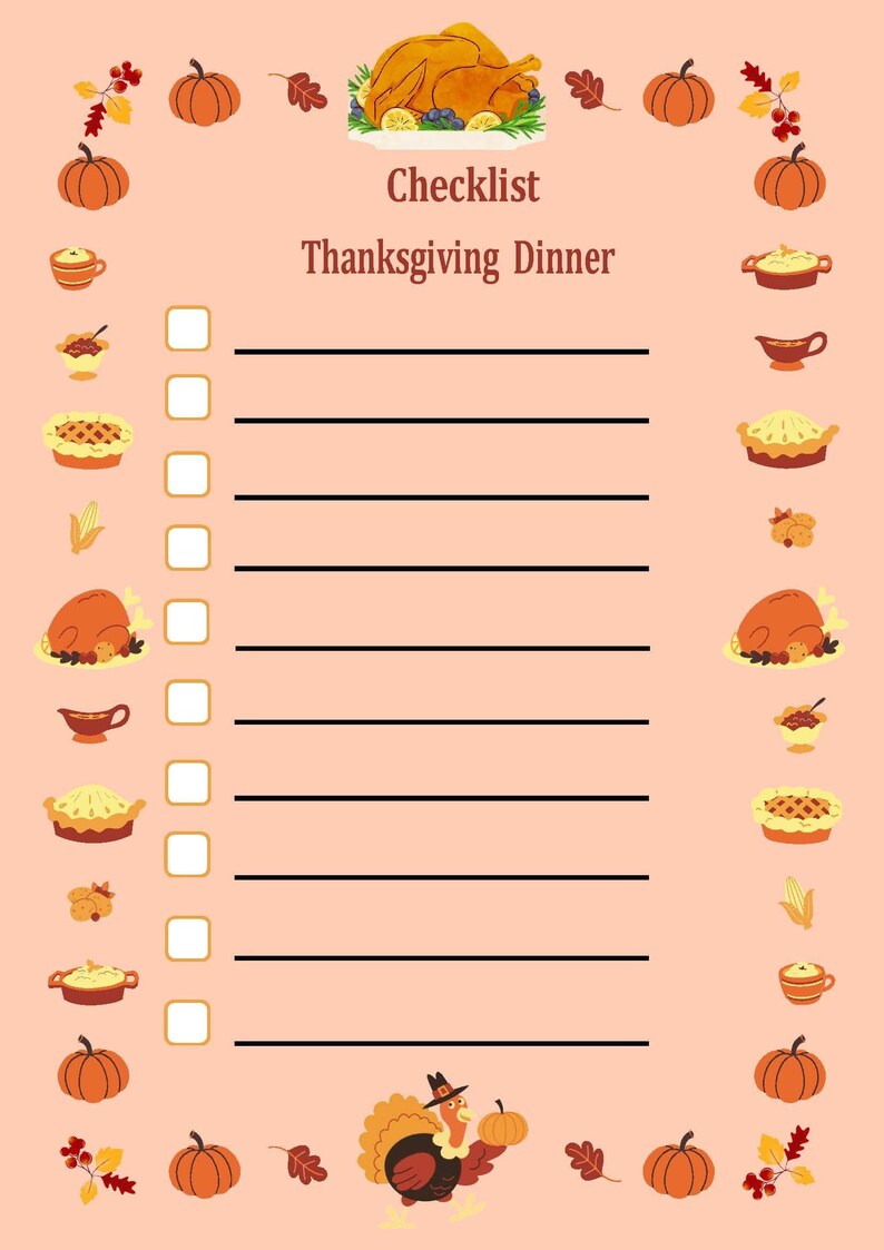 Printable Thanksgiving Dinner Planner: Menu & Checklist Printable ...