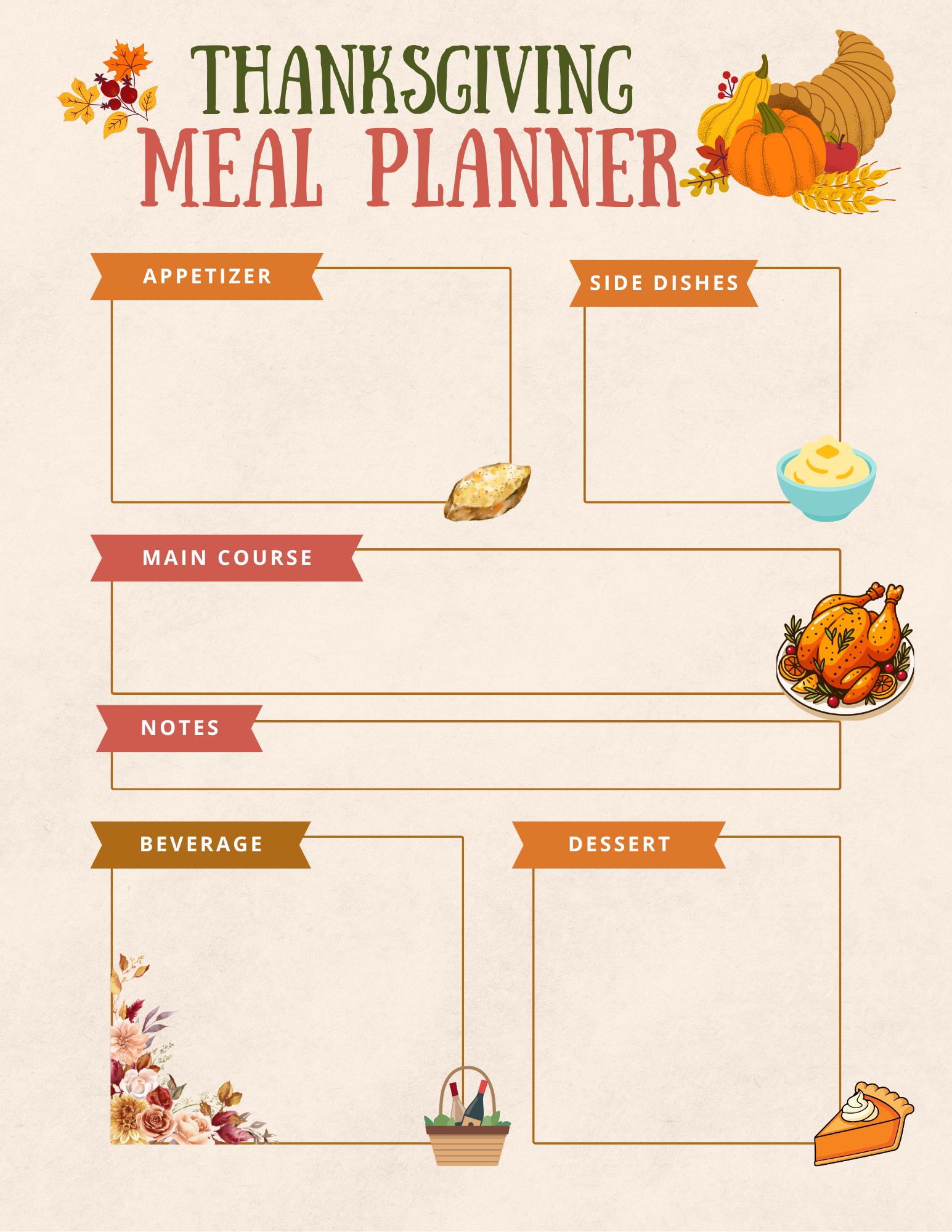 Printable Thanksgiving Dinner Planner: Menu & Checklist Printable ...