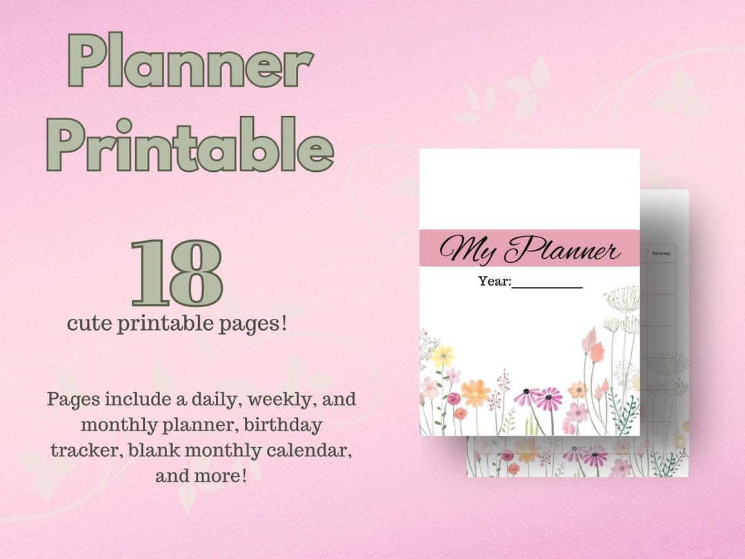 Planner Printable: Pink Wildflower Planner Pages, Feminine Planner ...