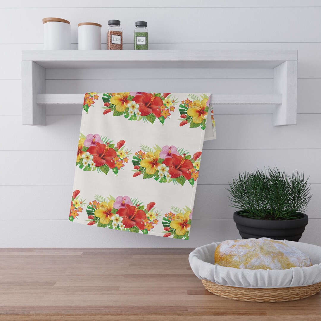 Vibrant Floral Tea Towels, Kitchen Decor, Gift for Home Cooks, Tropical ...