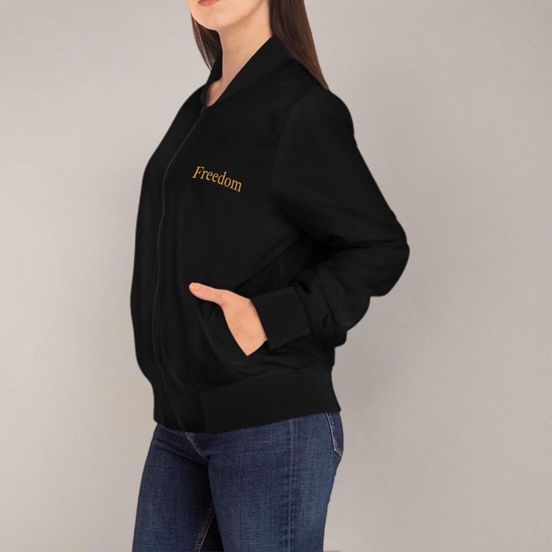 Freedom Women's Bomber Jacket Inspirational Outerwear for Day Trips ...
