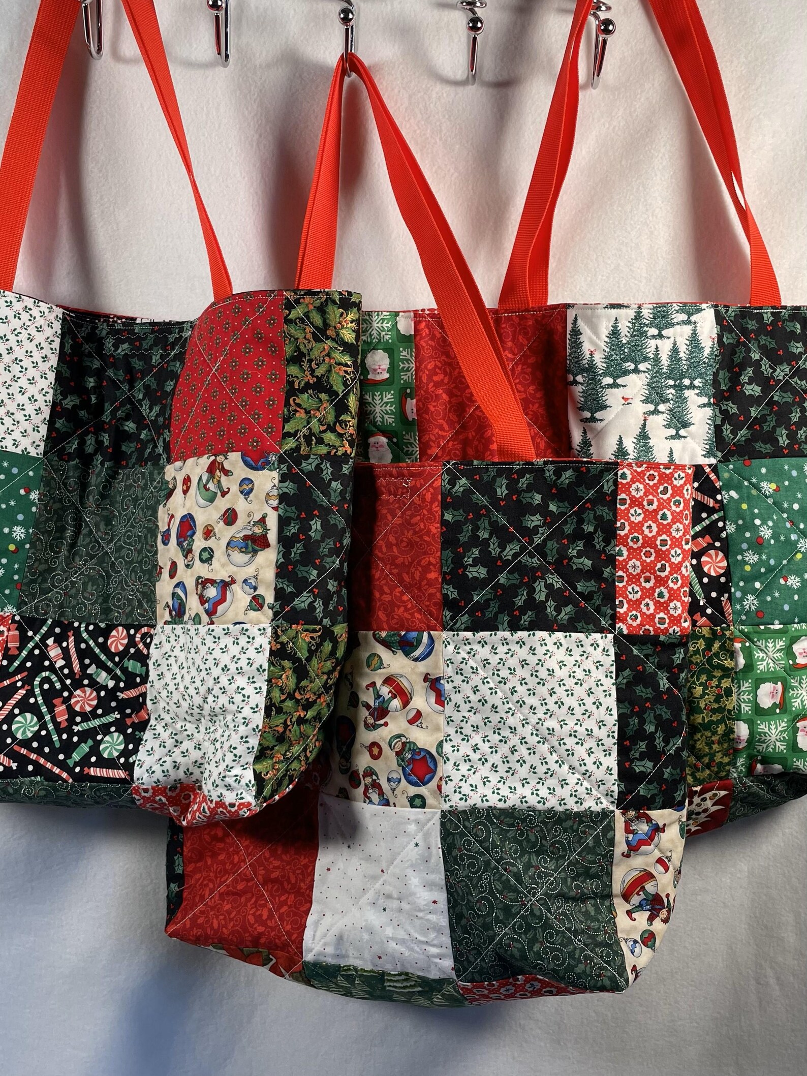 Christmas Large Patchwork Bag, Quilted Tote Bag, Gift Bag, Shopping Bag ...
