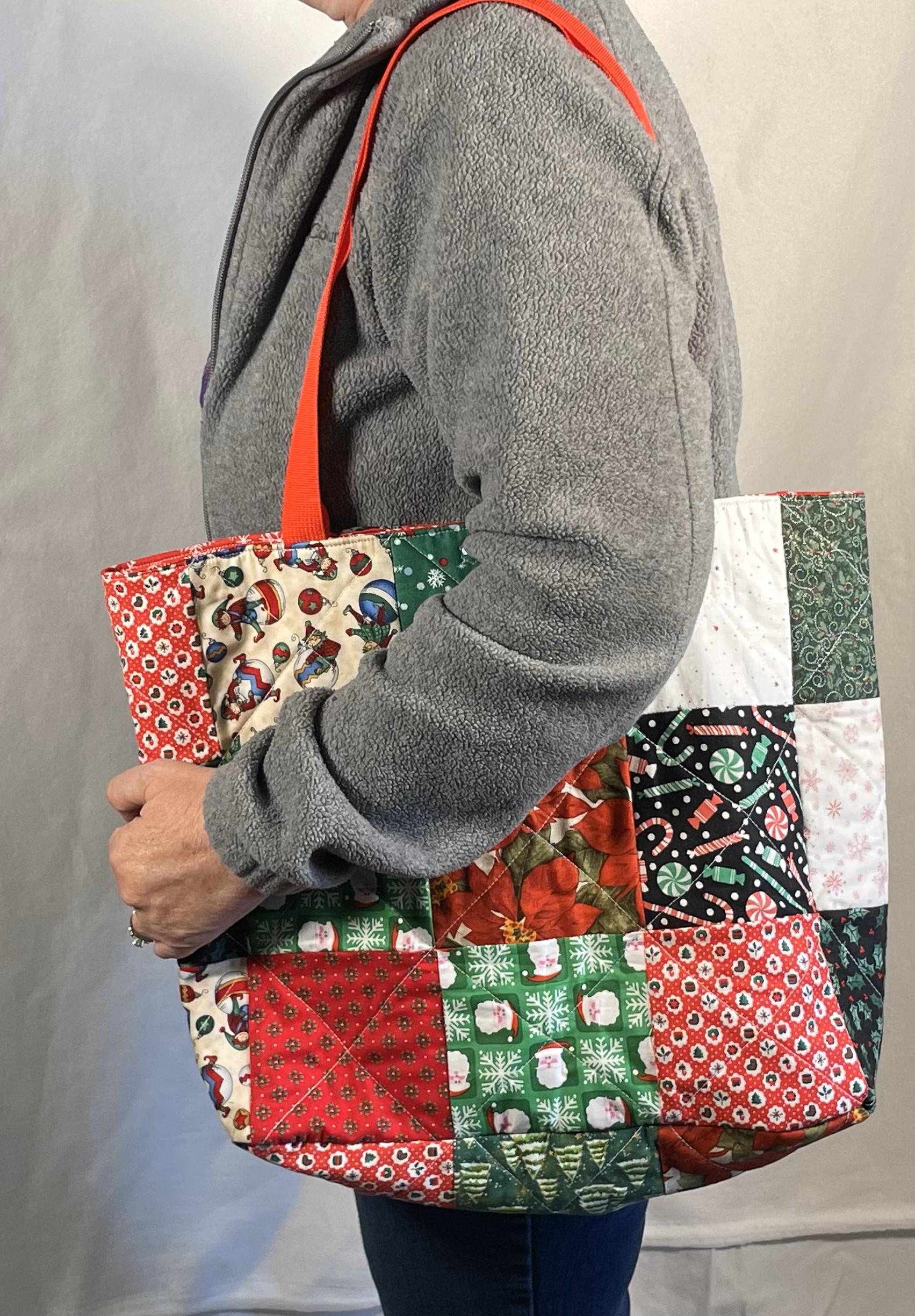 Christmas Large Patchwork Bag, Quilted Tote Bag, Gift Bag, Shopping Bag ...