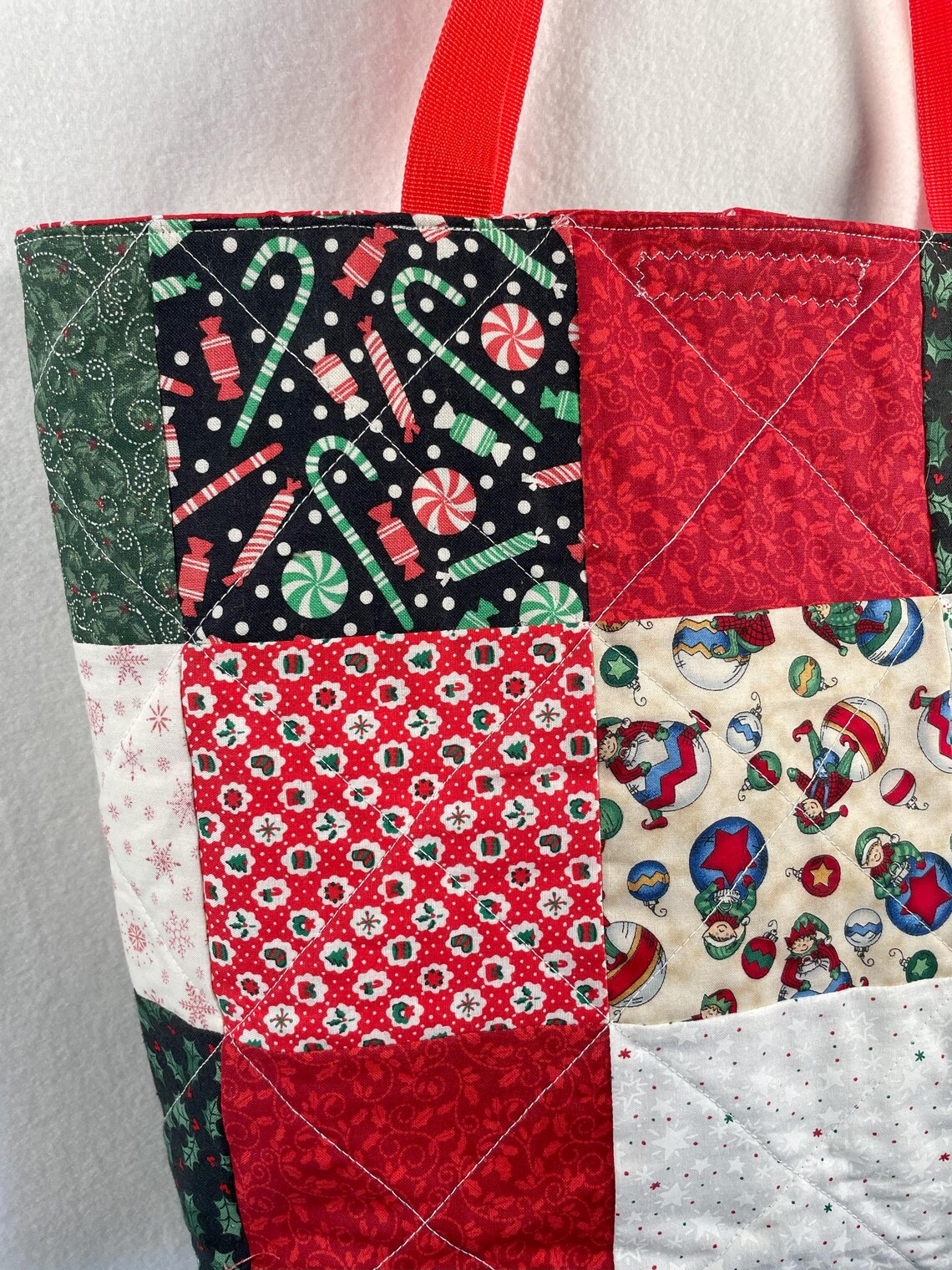 Christmas Large Patchwork Bag, Quilted Tote Bag, Gift Bag, Shopping Bag ...