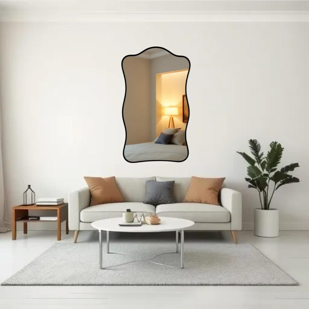 Undulating Wall Mirror Living Room Mirror Asymmetric Bathroom Mirror ...