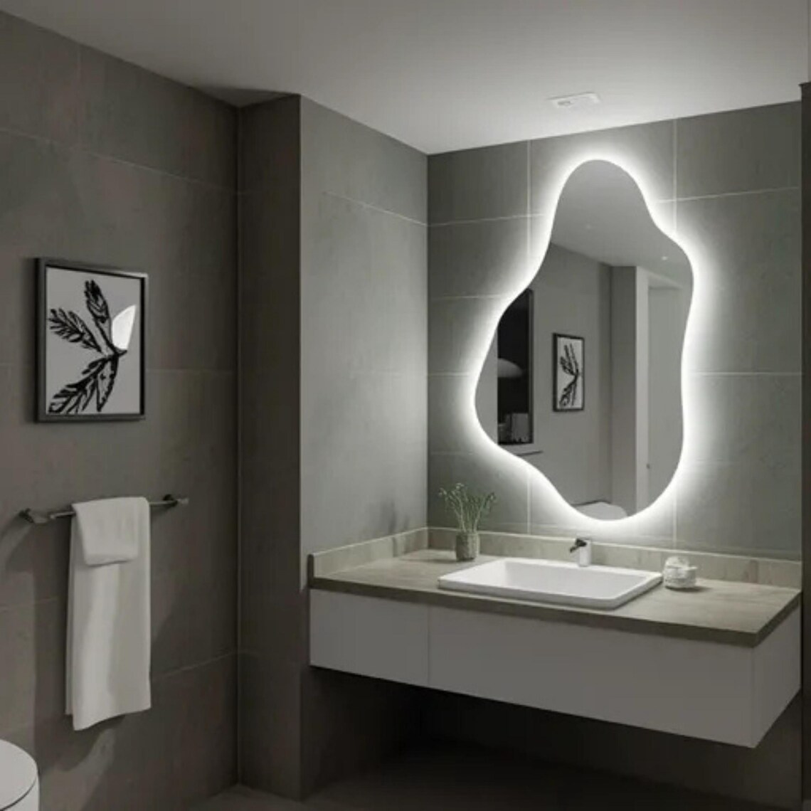 Led Light Wavy Mirror Custom Size Bathroom Unique Mirror Makeup Mirror ...