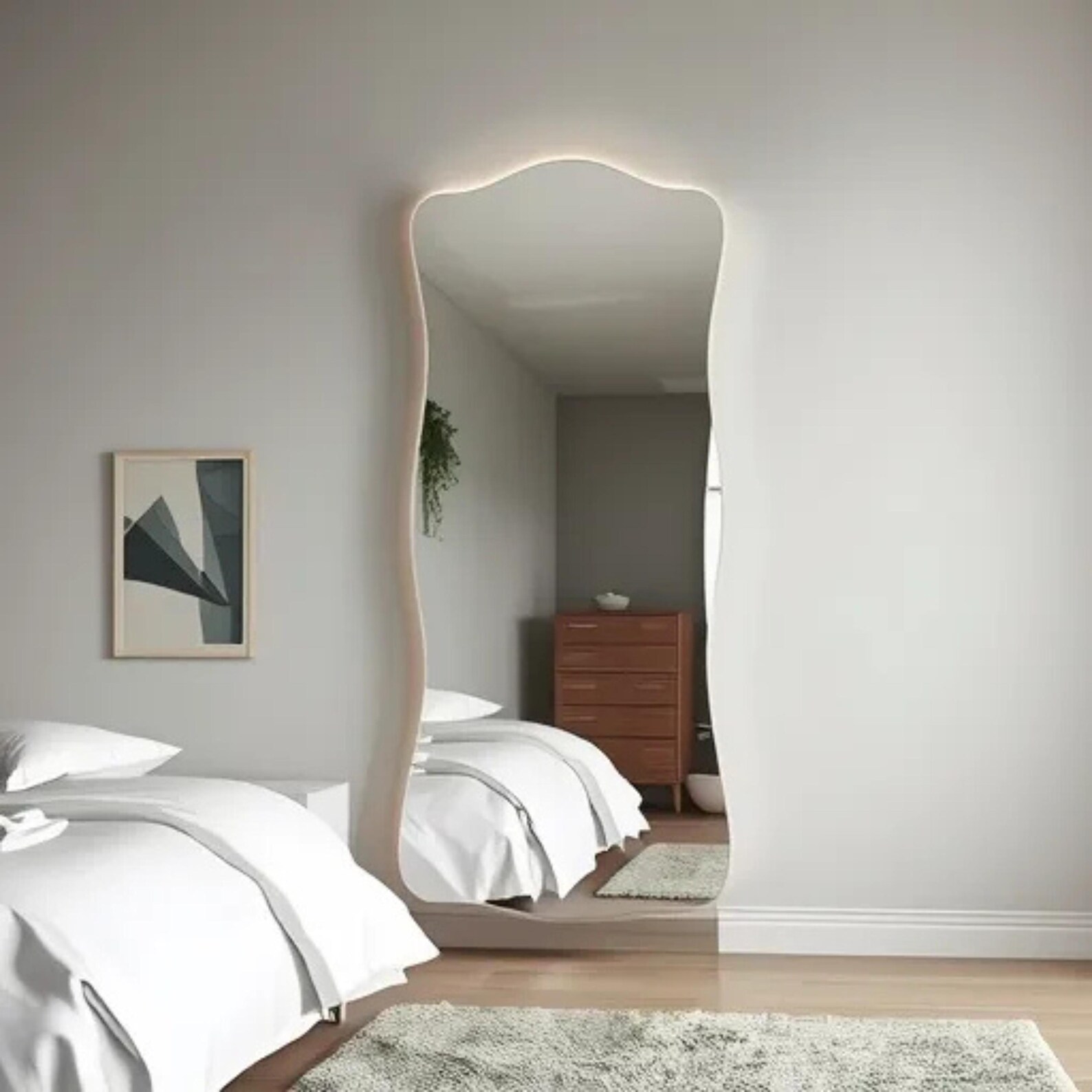 Large Led Full Size Wiggle Mirror Wavy Led Floor Mirror Full Body Floor ...