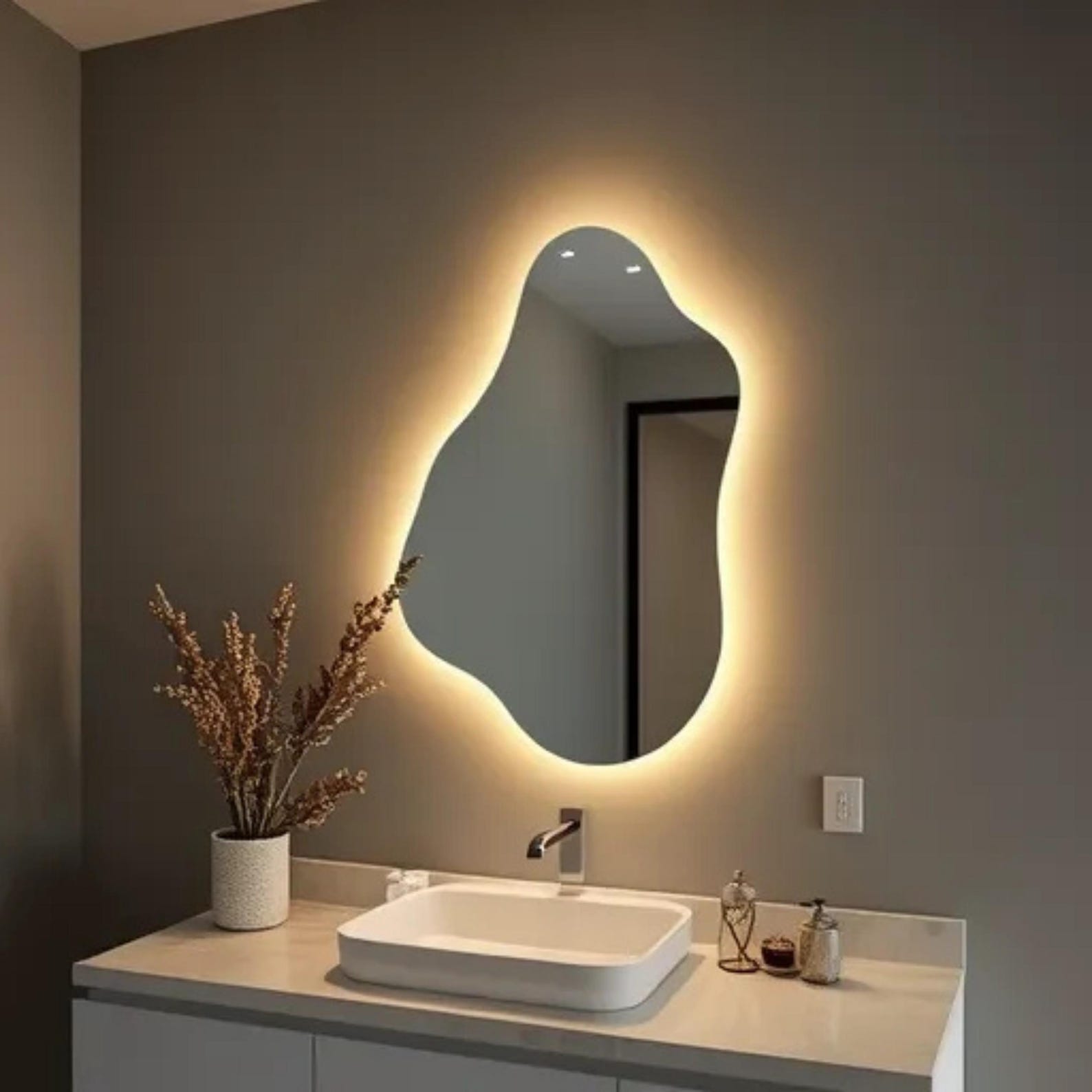 Led Light Wavy Mirror Custom Size Bathroom Unique Mirror Makeup Mirror ...