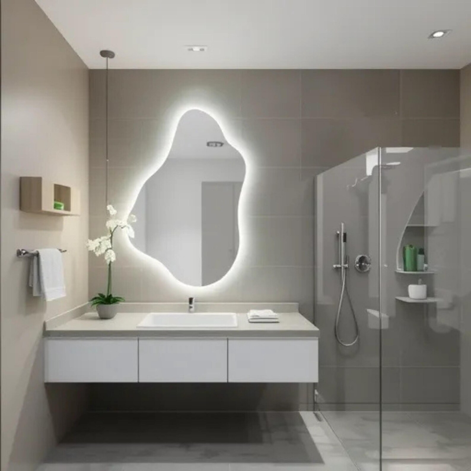 Led Light Wavy Mirror Custom Size Bathroom Unique Mirror Makeup Mirror ...