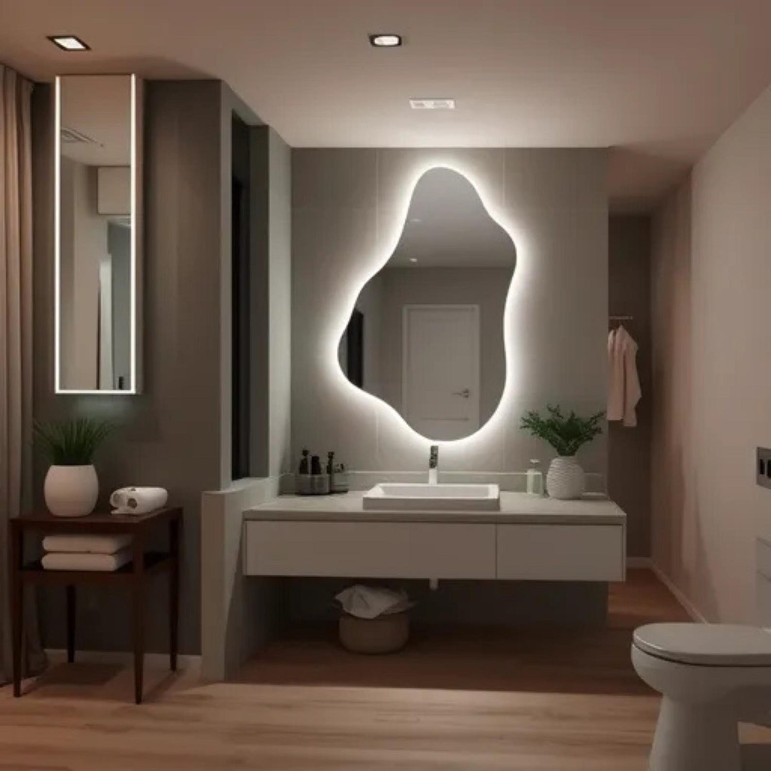 Led Light Wavy Mirror Custom Size Bathroom Unique Mirror Makeup Mirror ...