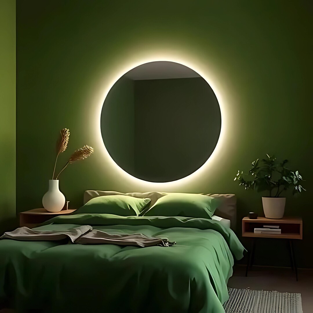 Circle Bathroom Led Mirror Wall Aesthetic Decor Mirror Round Bedroom ...