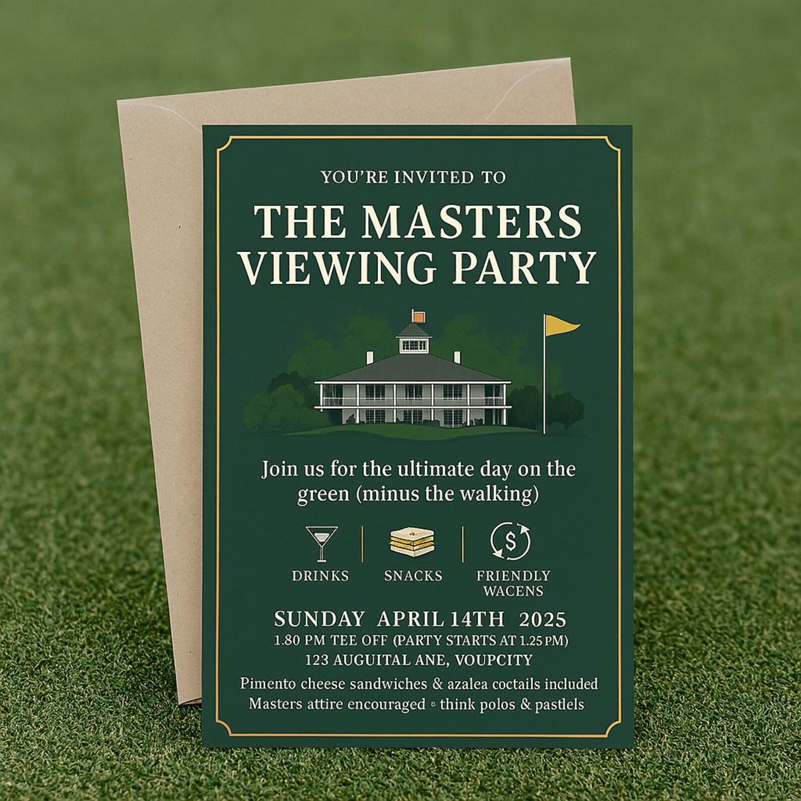 Masters Viewing Party Invitation | the Masters Party Invite | Augusta ...