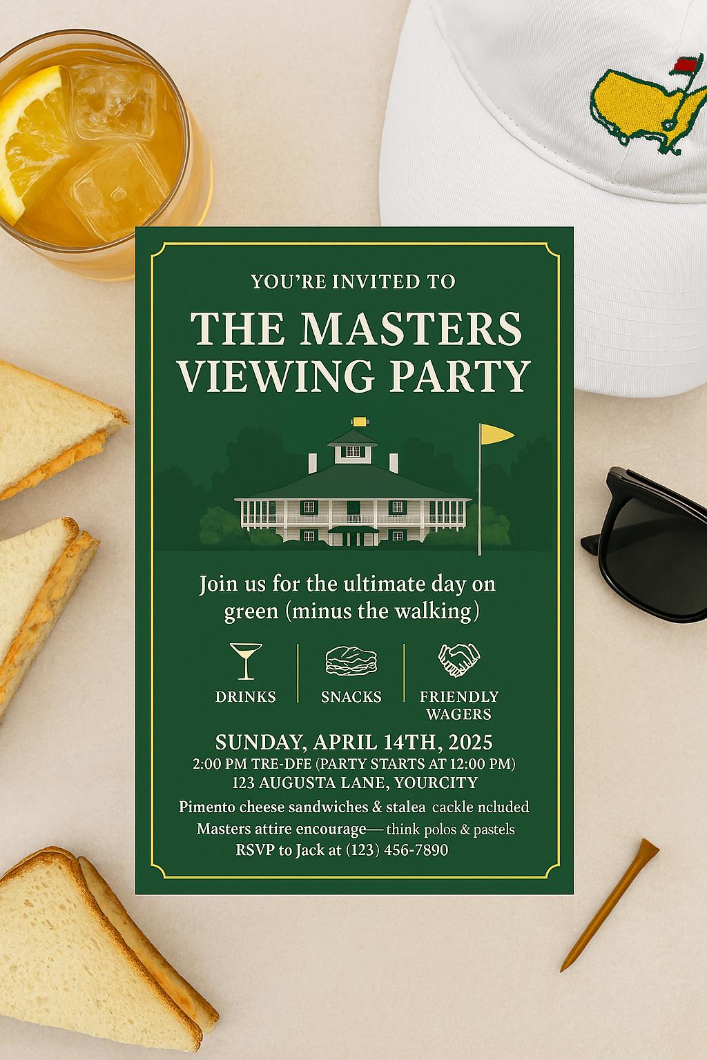 Masters Viewing Party Invitation | the Masters Party Invite | Augusta ...