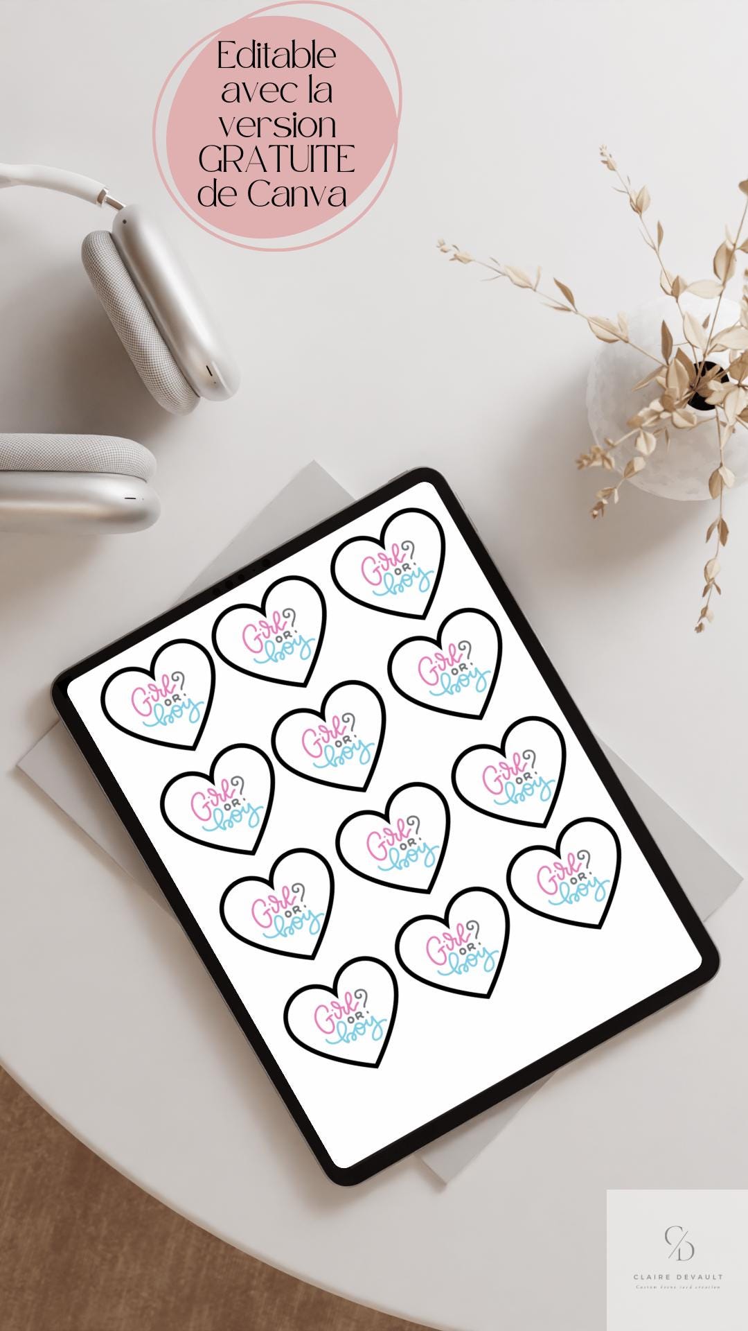 Straw/stickers/customizable Decoration Template - Gender Reveal Theme ...