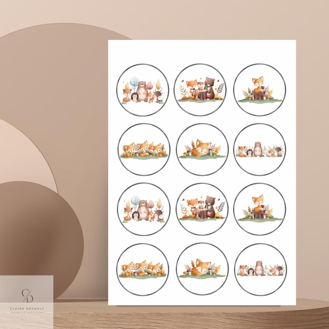 Straw Stickers/invitation/customizable Decoration Forest Theme - Etsy