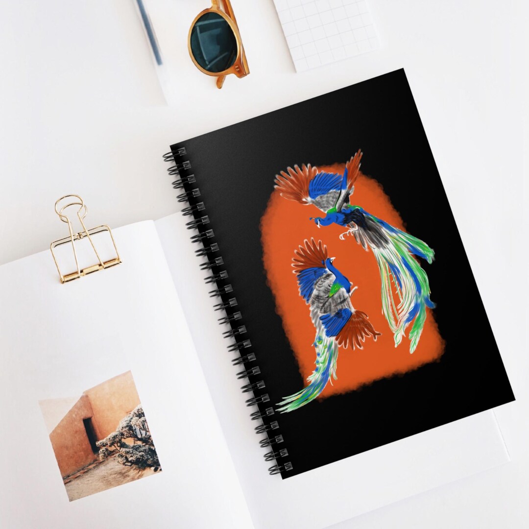 Peacock Theme Blank Spiral Notebook Watercolor Peacock Phrase Quote ...