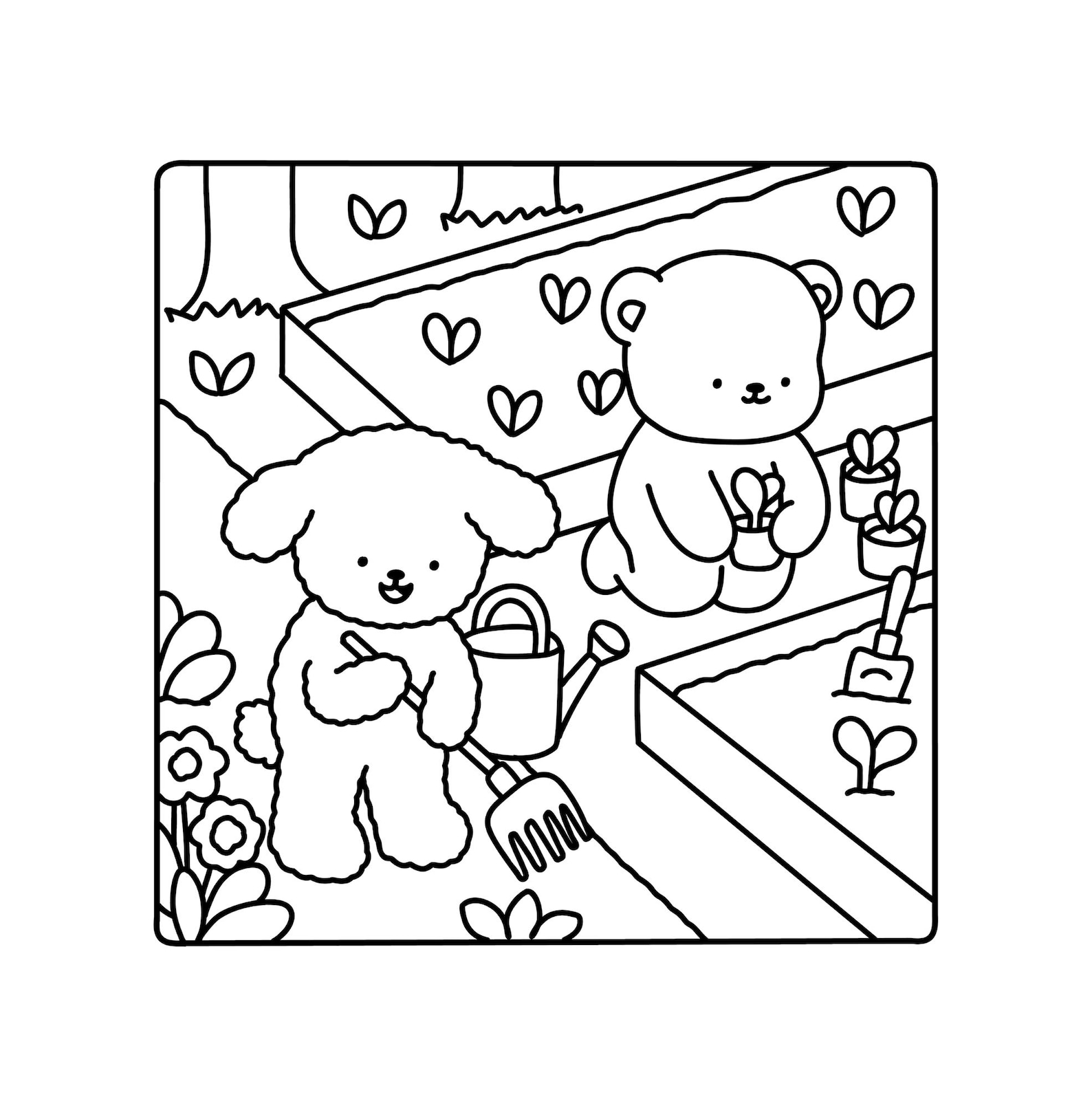 Cozy Hygge Friends Bold and Easy Coloring Pages 30 Hand Drawn Cute ...