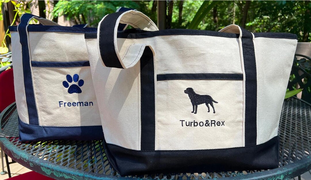 Canvas Dog Tote Bag Personalized Embroidered Dog's Breed and Name ...