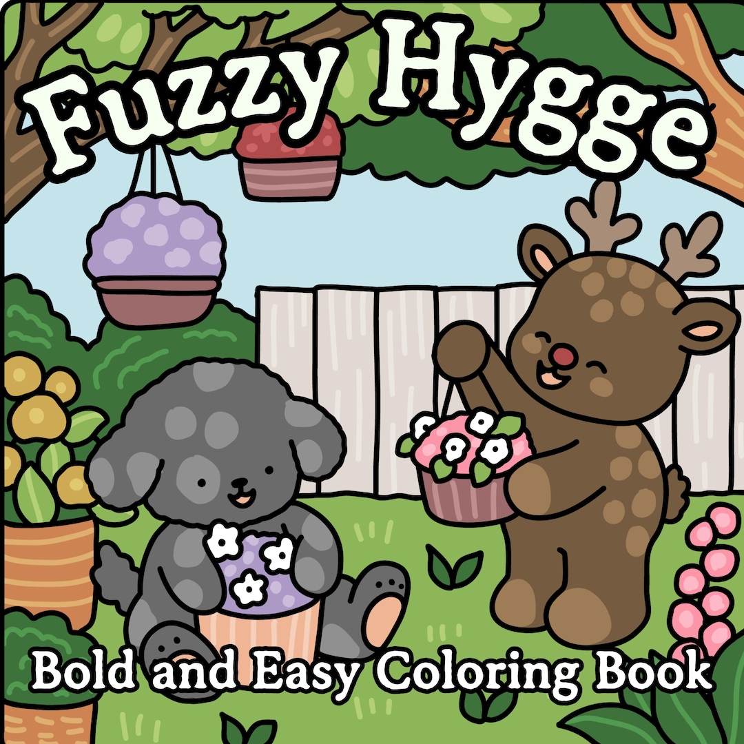 Fuzzy Hygge Coloring Pages, Cute and Cozy Scenes of Fuzzy Friends ...