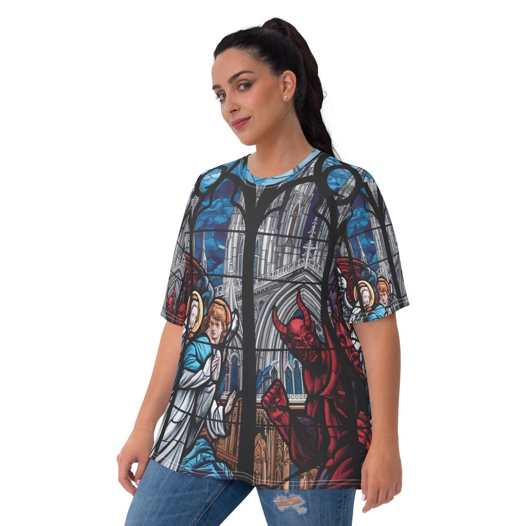 Stained Glass Angel & Demon – Gothic Heaven Vs Hell Art Tee - Women's T ...