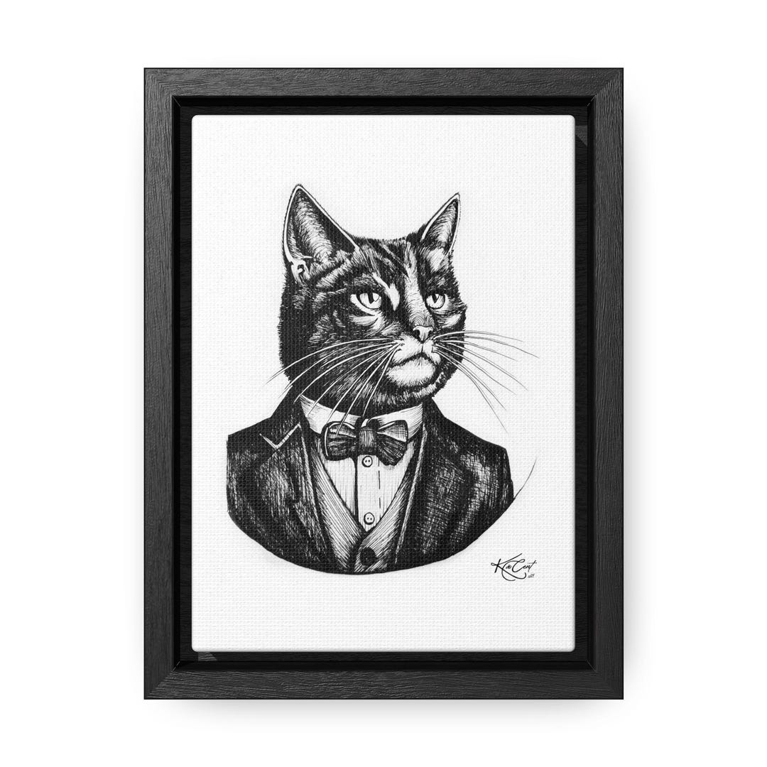 Freddie Clawleone Frame Gallery Canvas Cat Drawing Cat Lover Gift Art ...