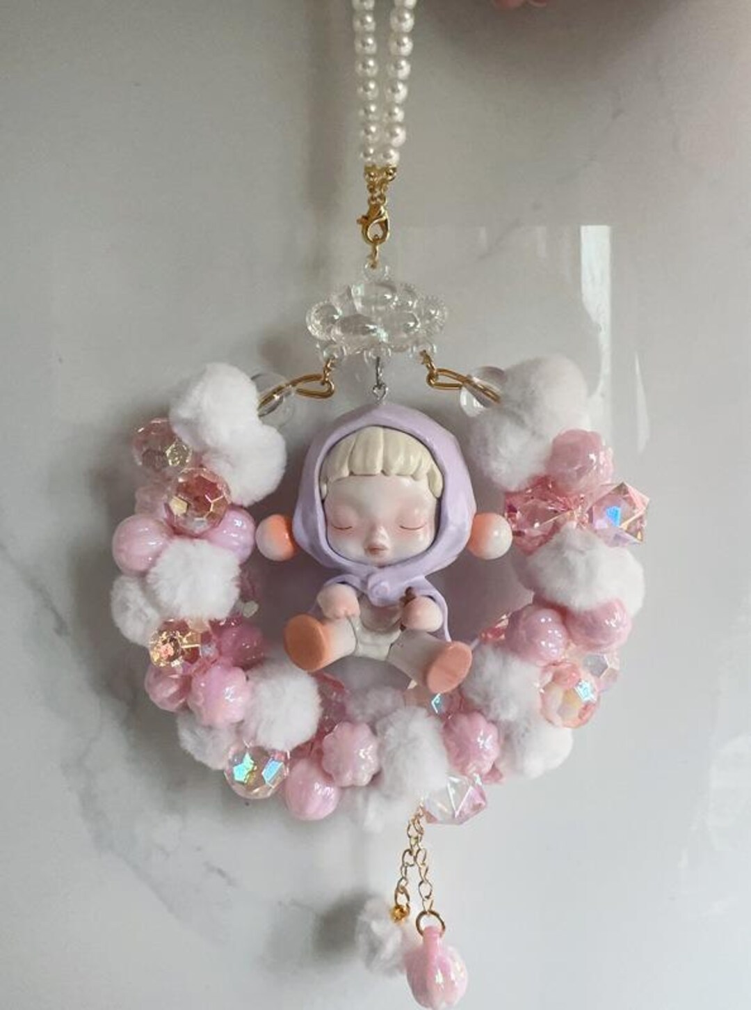 Pink Plush Day Dreamer Pop Mart Car Chamrs,car Mirror Hanger, Wall ...