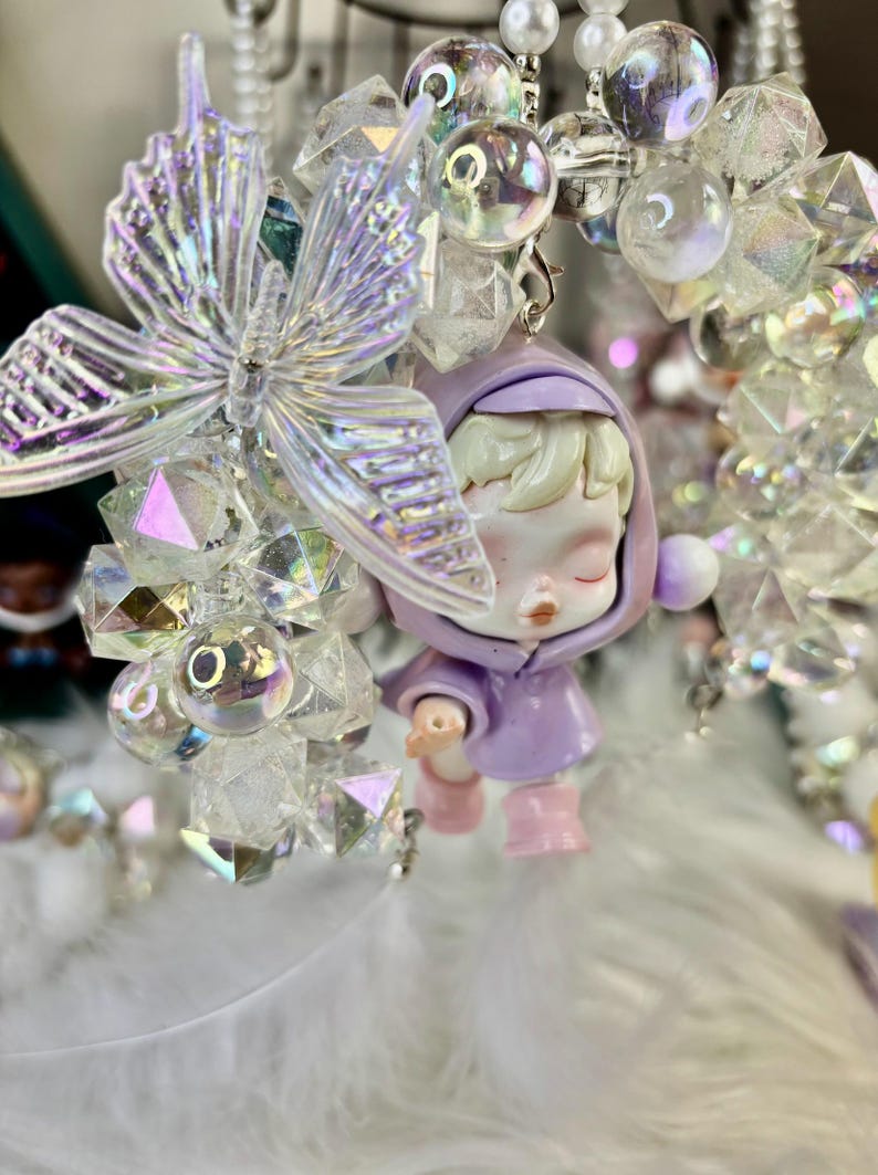 Purple Butterfly Pop Mart Doll Car Charms, Car Mirror Hanger, Wall ...