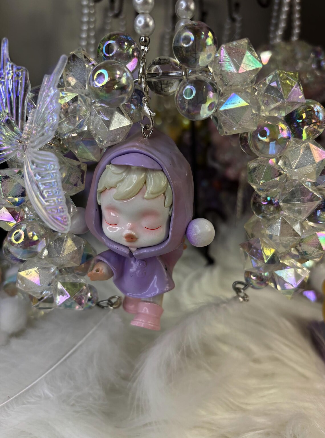 Purple Butterfly Pop Mart Doll Car Charms, Car Mirror Hanger, Wall ...