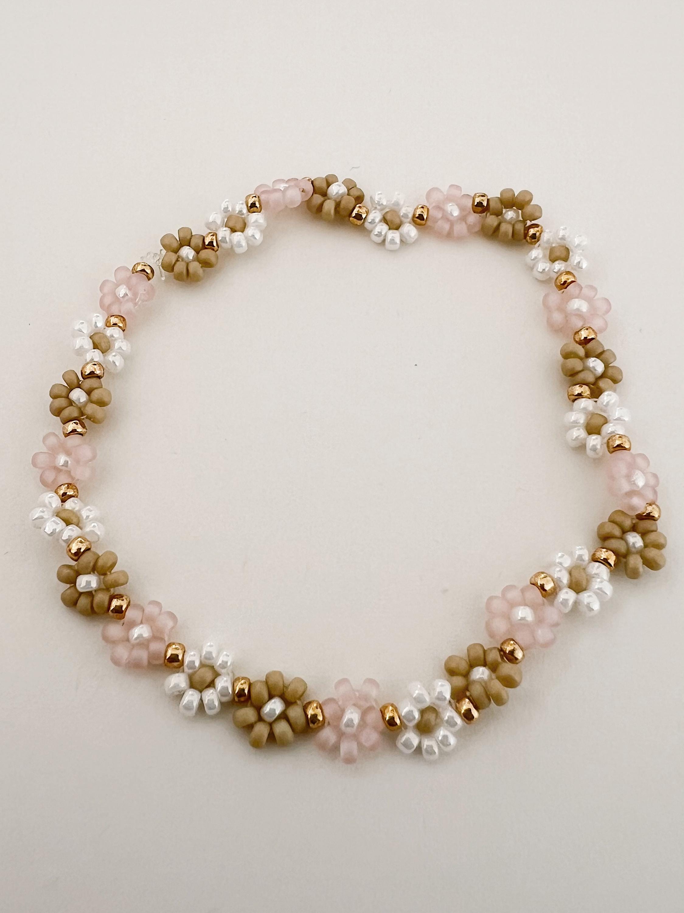 Flower Bead Bracelet | Simple Beaded Vibrant Daisy Chain Stretch Bangle ...