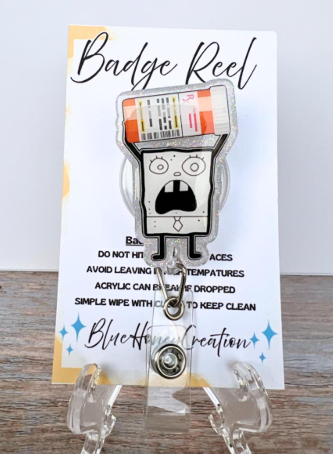 Doodle Bob Rx Badge Reel, Medical Badgereel, Nurse Badge Reel, Funny ...