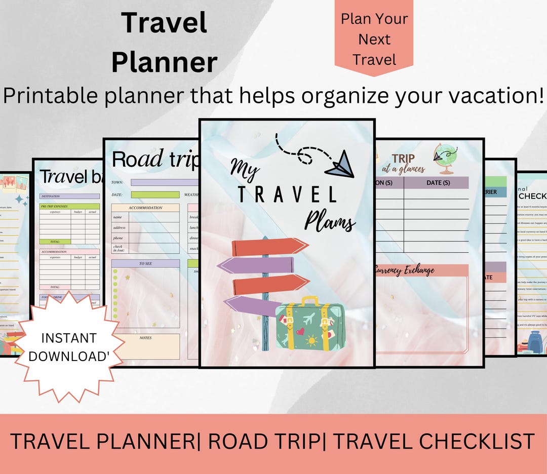 Printable Travel Planner Organizer, Vacation Trip Planner, Editable ...
