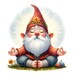 4 Meditating Gnomes Clipart - Watercolor Gnome Png - Peaceful Gnone ...