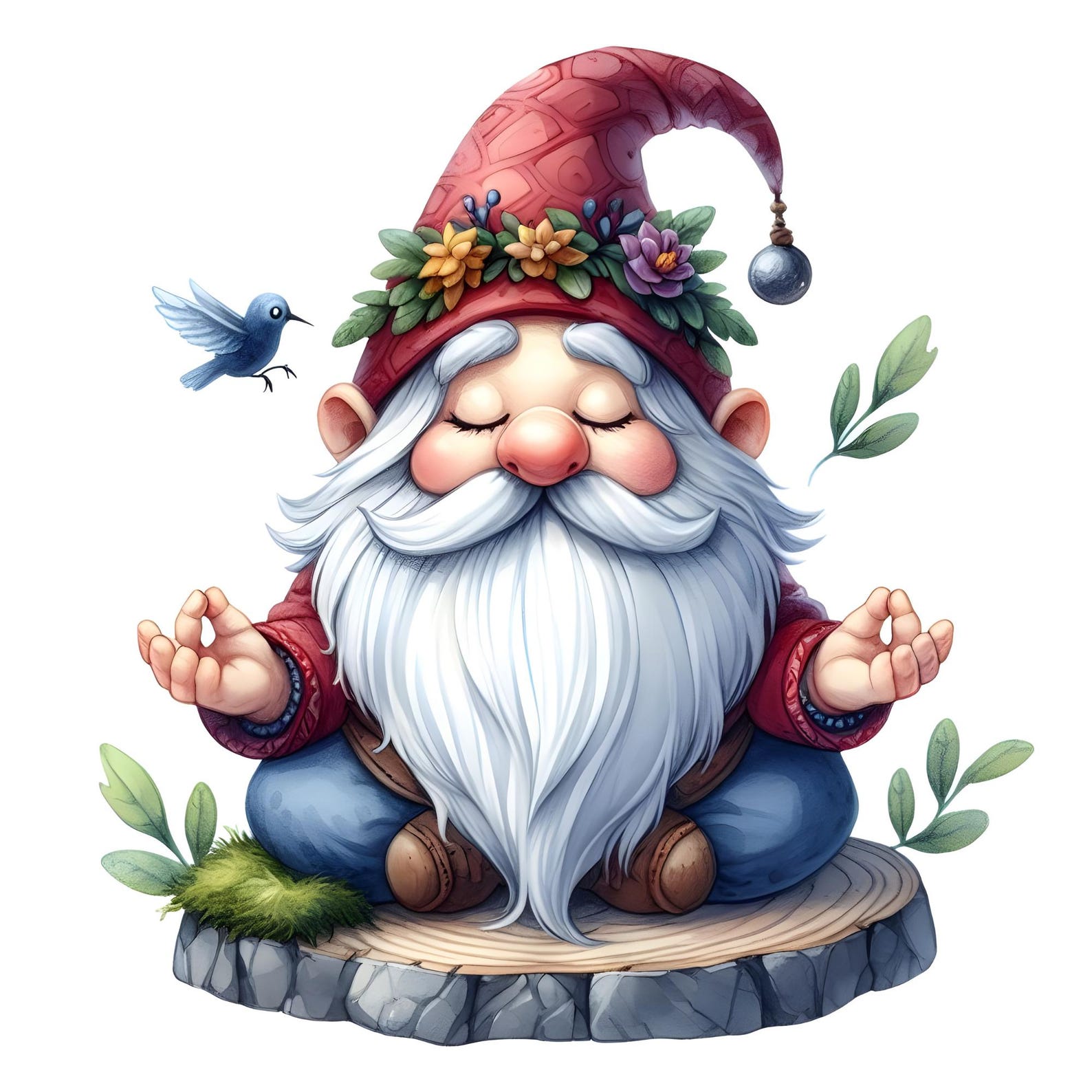 6 Meditating Gnome Clipart Watercolor Gnome Png Peaceful Gnone Calmness ...