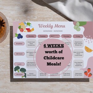 Editable Daycare Menu Template/ Weekly Kids Meal Planner/printable ...